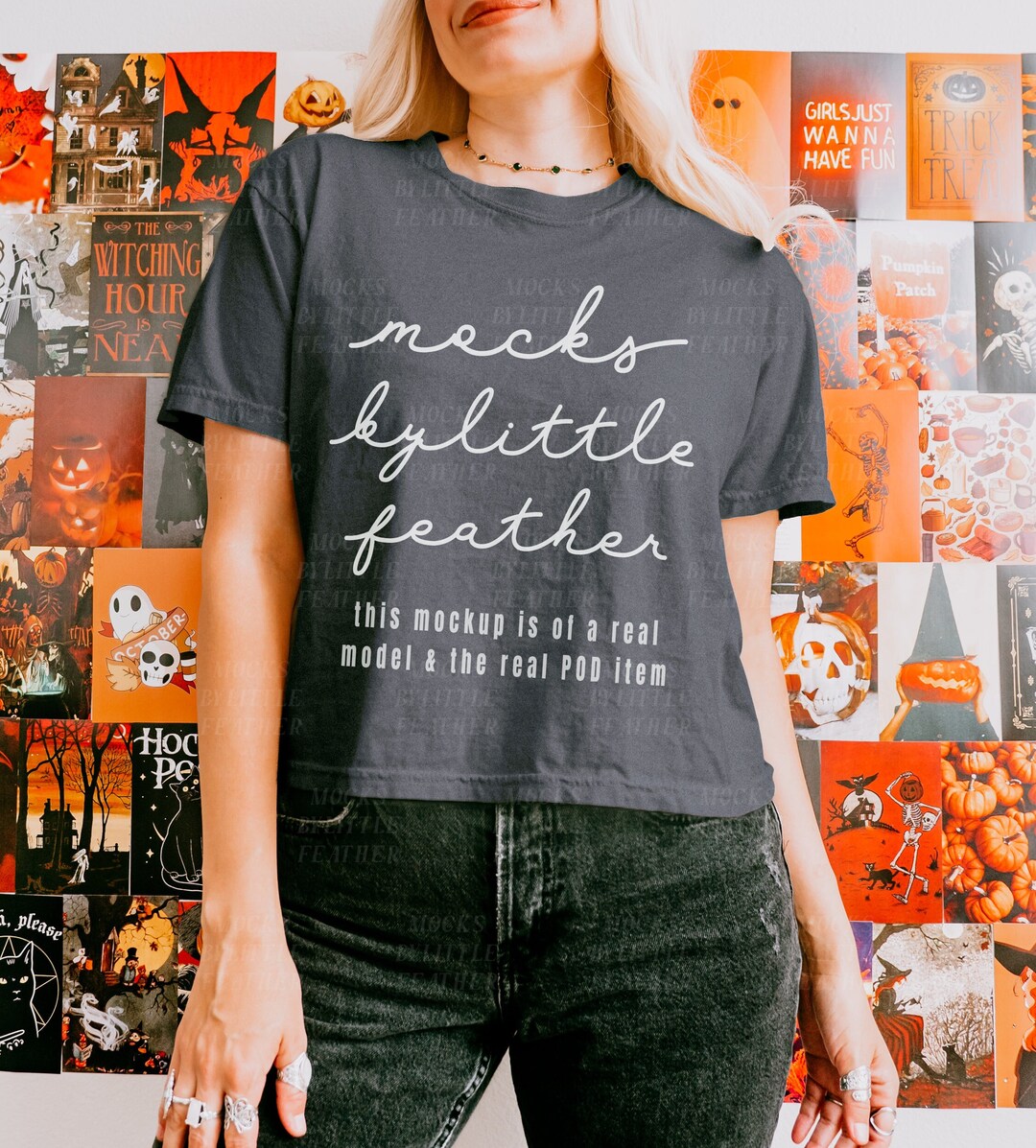 Comfort Colors 3023CL Pepper Mockup, Halloween Boxy T-shirt Mock-up ...