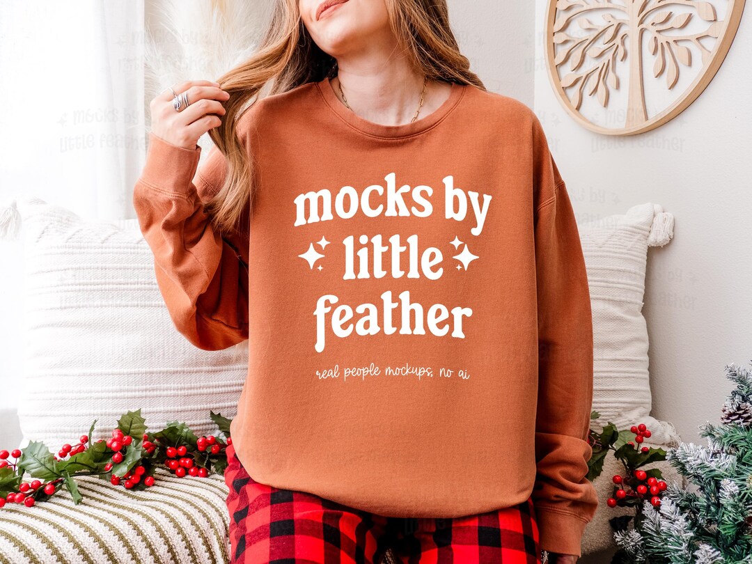 Yam Comfort Colors 1466 Christmas Sweater Mockup | Orange Oversized ...