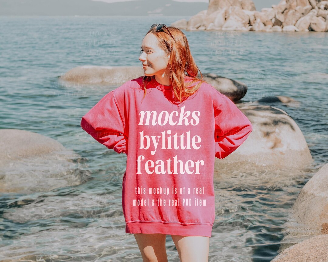 Comfort Colors 1566 Watermelon Mockup, Crewneck Sweater Mockup, Outdoor ...