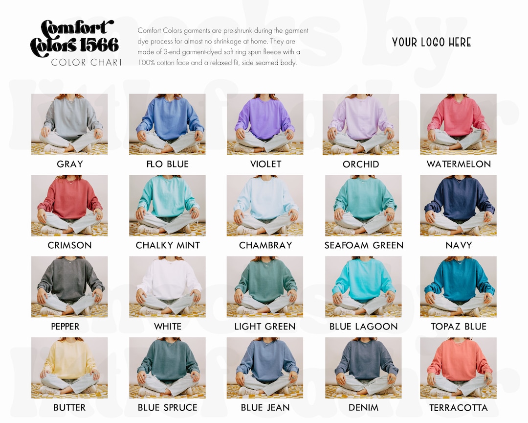 Comfort Colors 1566 Color Chart, Print on Demand and Sublimation Assets ...
