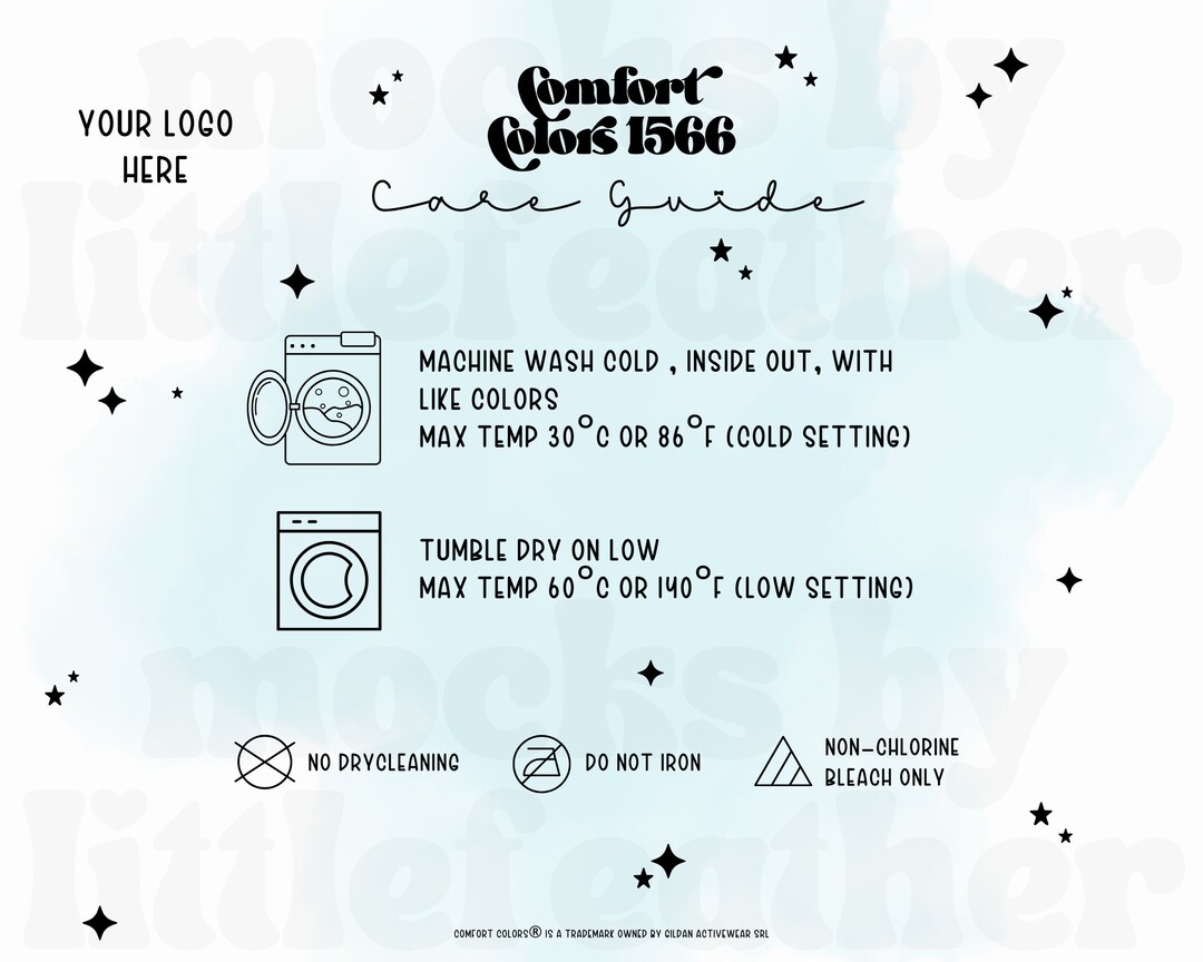 Comfort Colors 1566 Washing Instructions Chart 1566 Care - Etsy