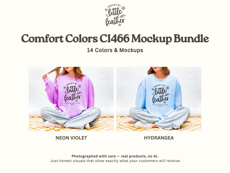 Comfort Colors C1466 Sweatshirt Mockup Bundle | CC 1466 Crewneck ...
