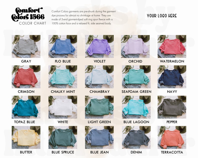 Comfort Colors 1566 Color Chart, Print on Demand and Sublimation Assets ...