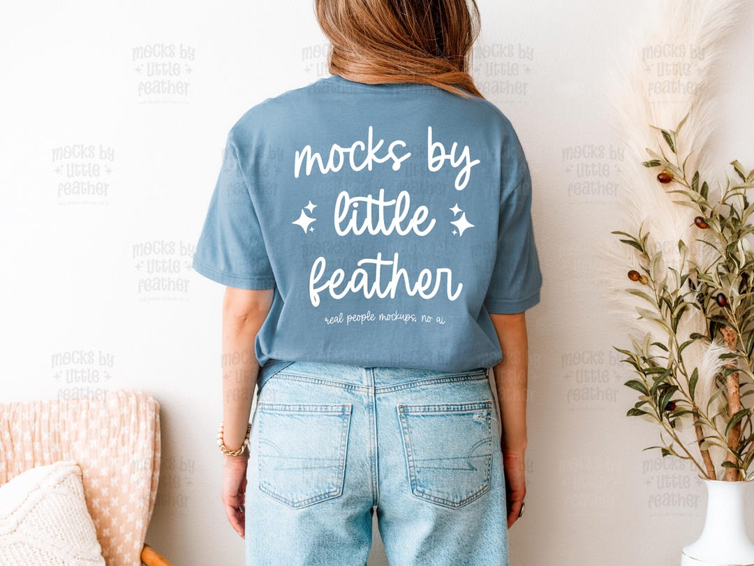 Stone Blue Gildan 64000 Back of T Shirt Mockup | G64000 T-shirt Back ...