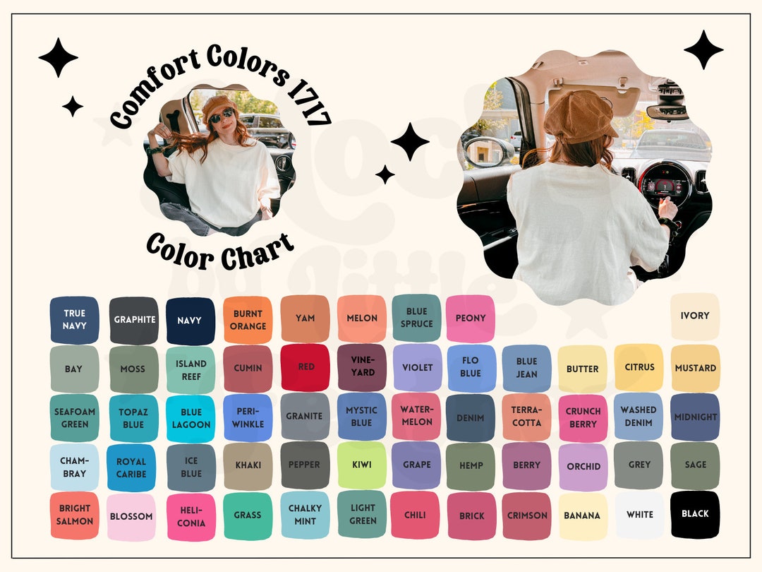 Comfort Colors 1717 Color Chart EDITABLE Print on Demand Color Chart ...