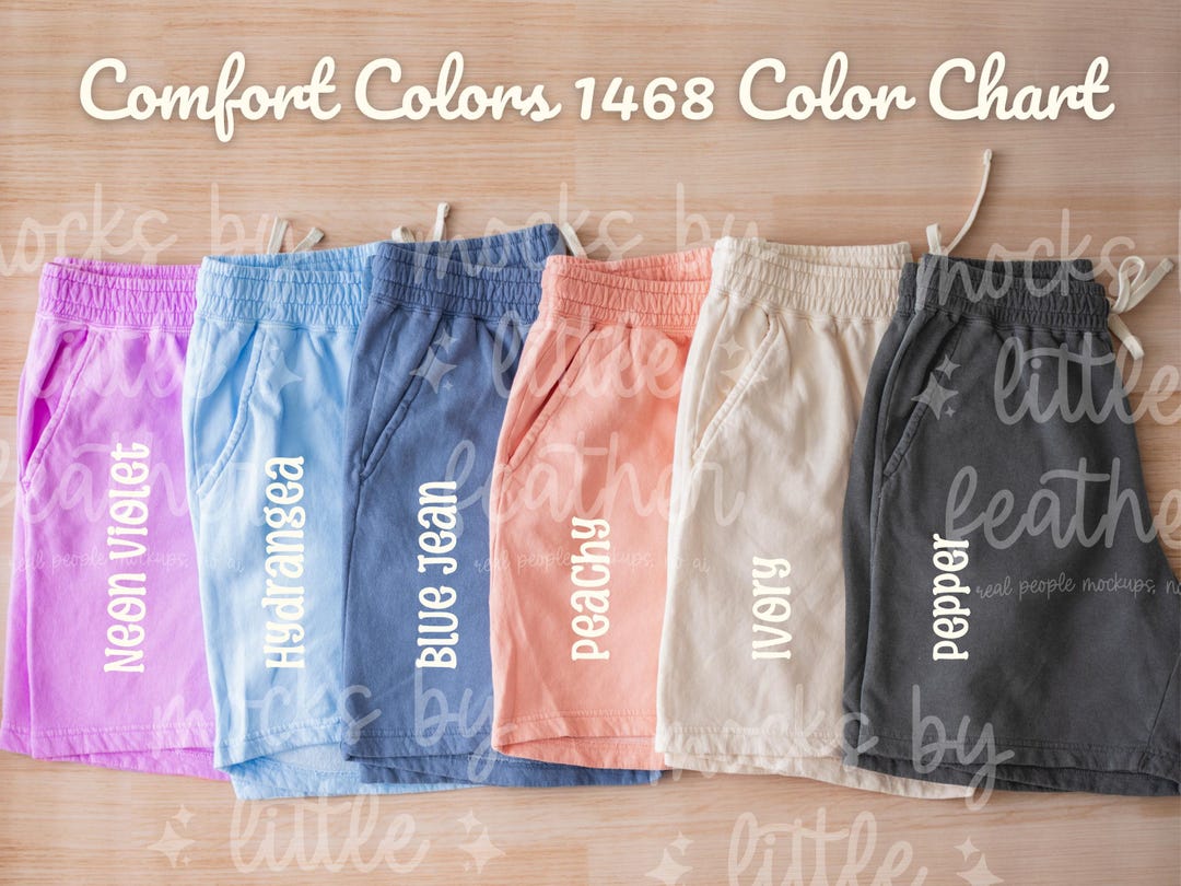 Comfort Colors 1468 Sweat Shorts Mockup Color Chart | C1468 Lightweight ...