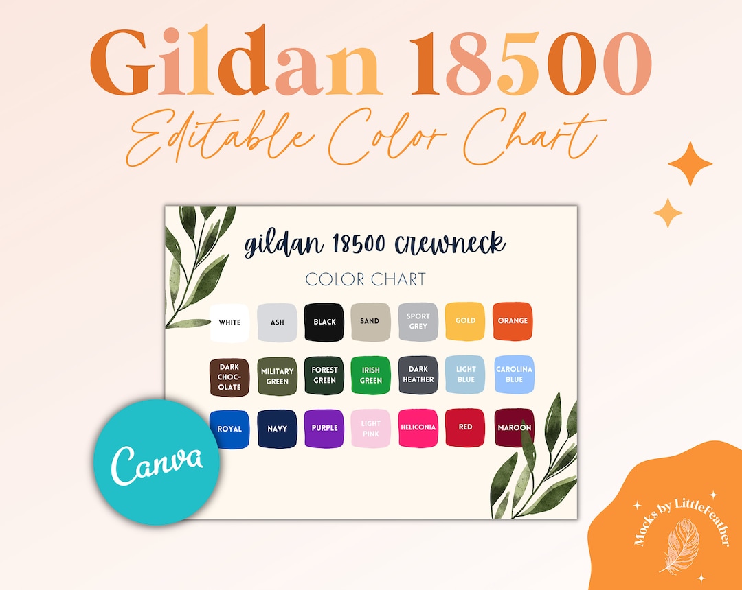 Gildan 18500 Crewneck Color Chart Editable Canva Template Download ...