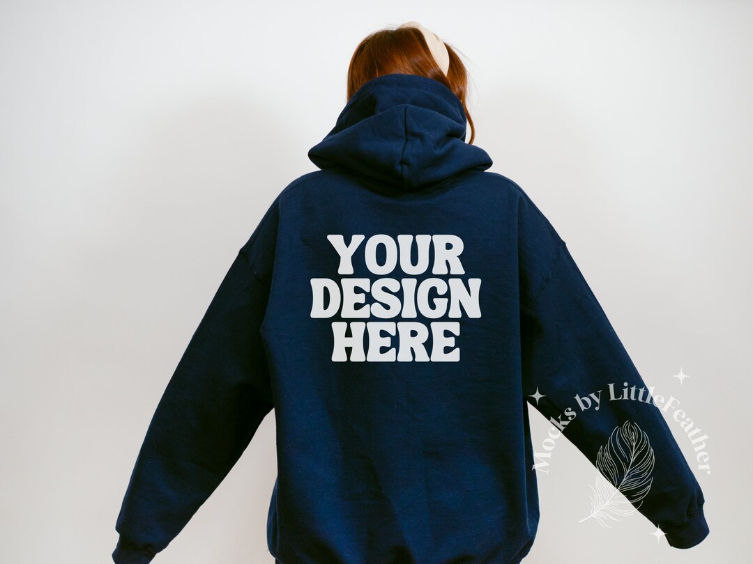 Gildan 18500 Navy Hoodie Mockup Back of Hoodie Gildan 18500 Navy ...