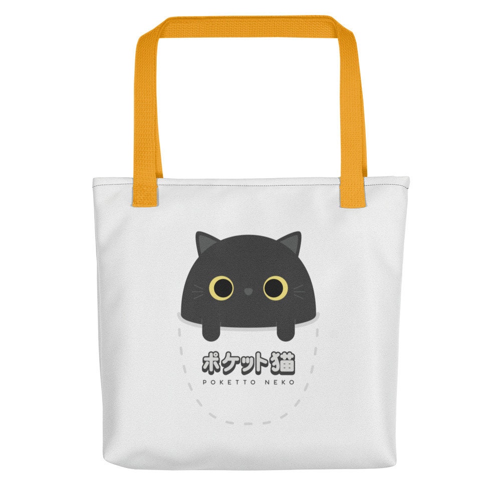 Poketto Neko (pocket Cat) - Kurogoma the Black Cat Tote Bag / Reusable ...