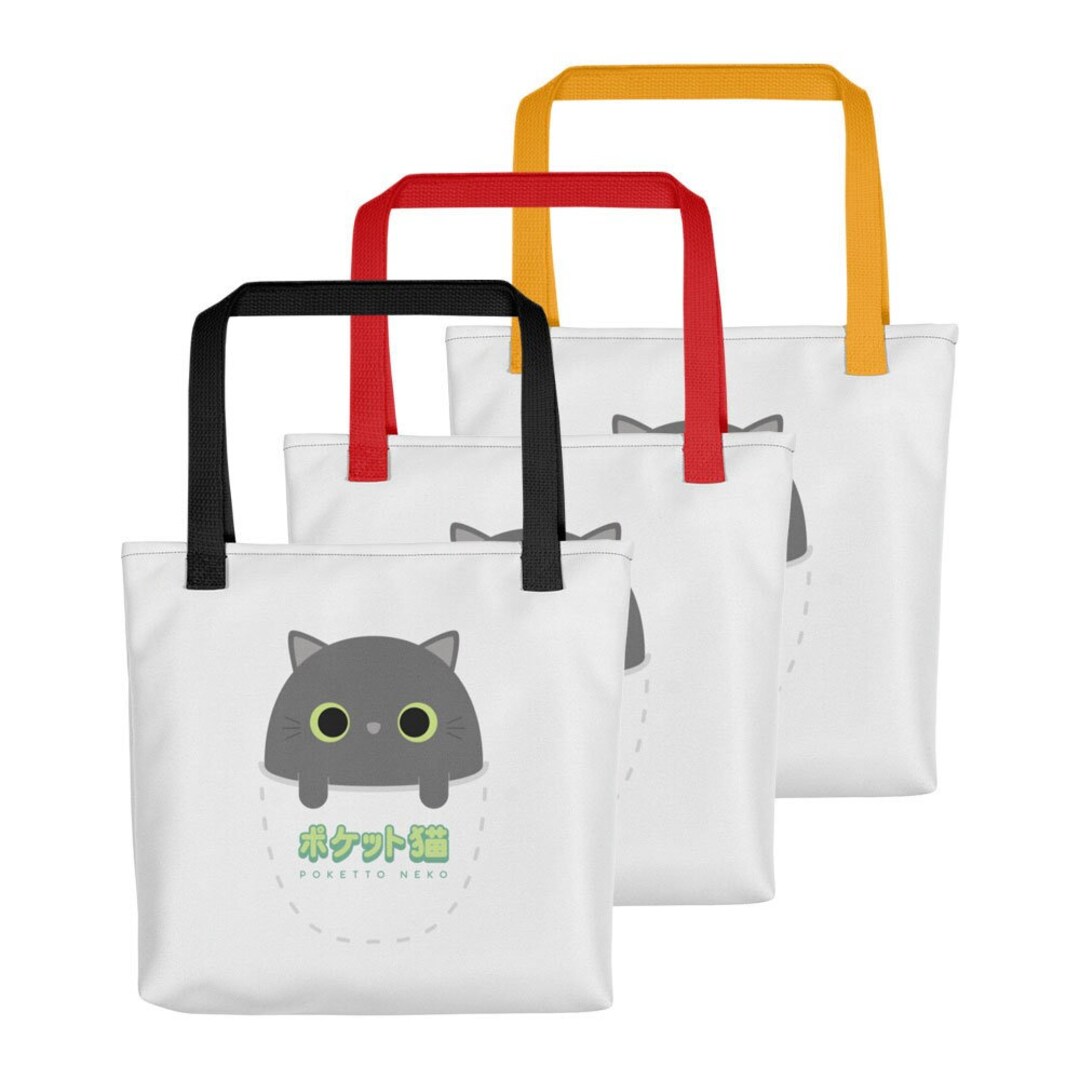 Poketto Neko (pocket Cat) - Ash the Grey Cat Tote Bag / Reusable ...