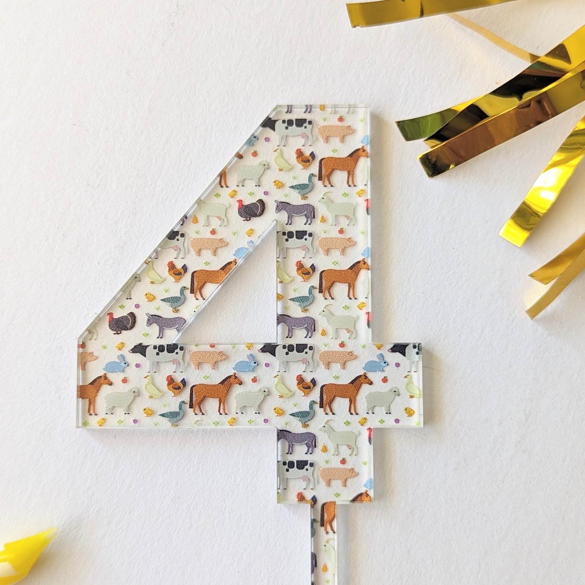 Farm Animal Fun! Delightful Single Number Cake Topper | Celebrate Baby ...