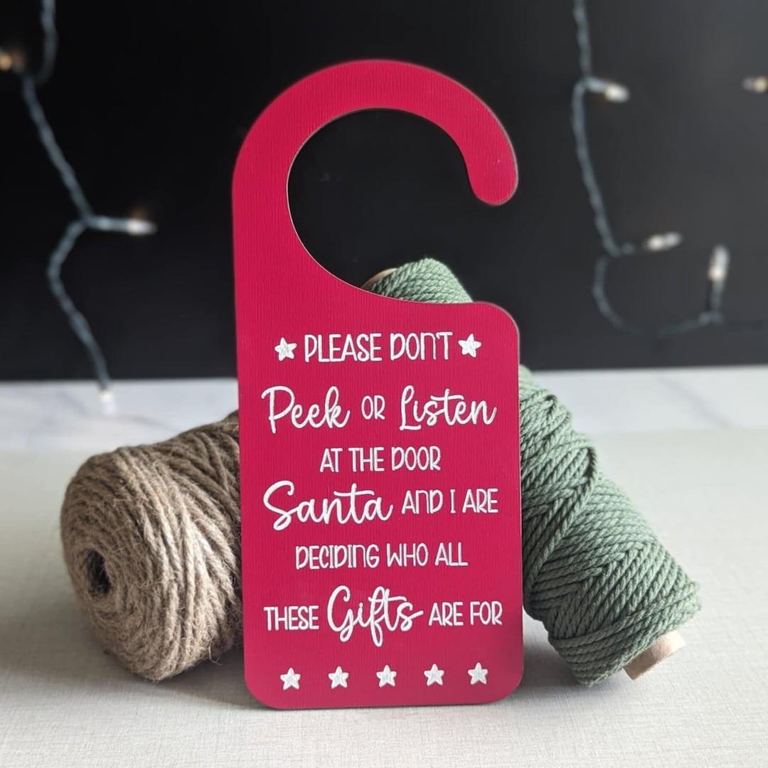 Do Not Disturb Christmas Doorknob Hanger. Wrapping Gifts Sign. Keep Out ...