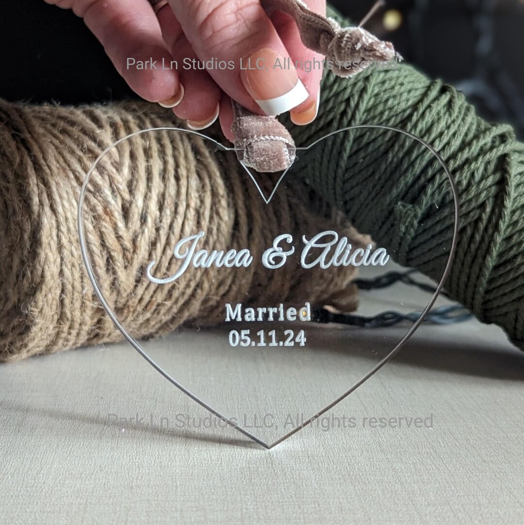 Heart-shaped Clear Acrylic Christmas Ornament | Custom Engraved With ...
