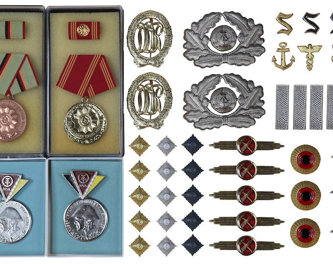 Authentic East German Patch Lot NVA DDR Insignia Pins Medals Clips ...