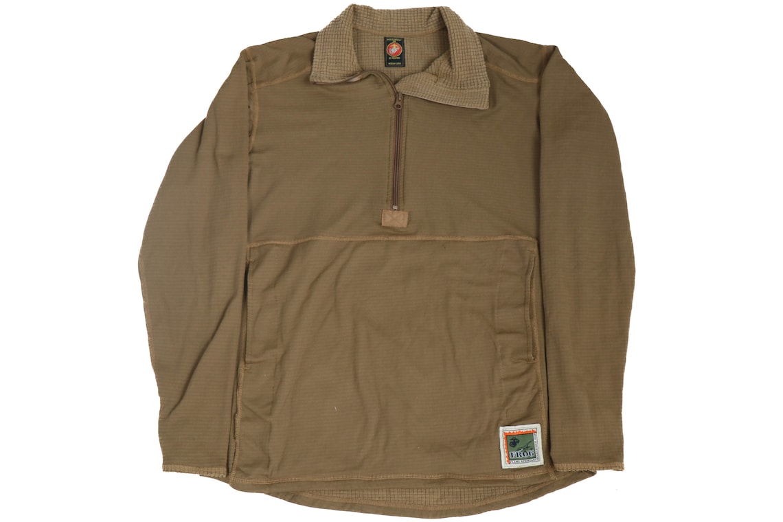 Authentic USMC Marine Corp Coyote Frog Waffle Fleece Quarter Zip Grid ...