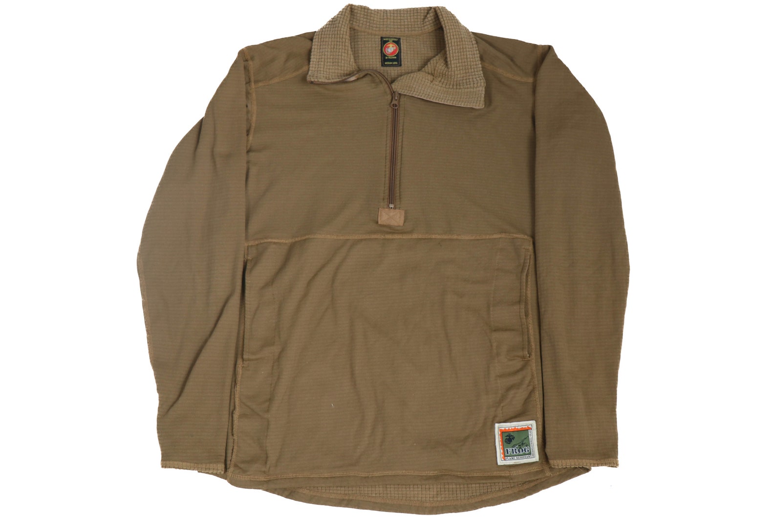 Authentic USMC Marine Corp Coyote Frog Waffle Fleece Quarter Zip Grid ...