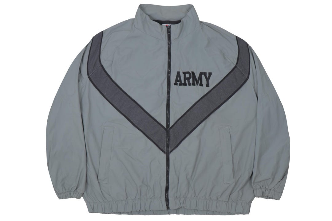 US Army IPFU PT Jacket Grey Reflective Windbreaker Military Surplus ...