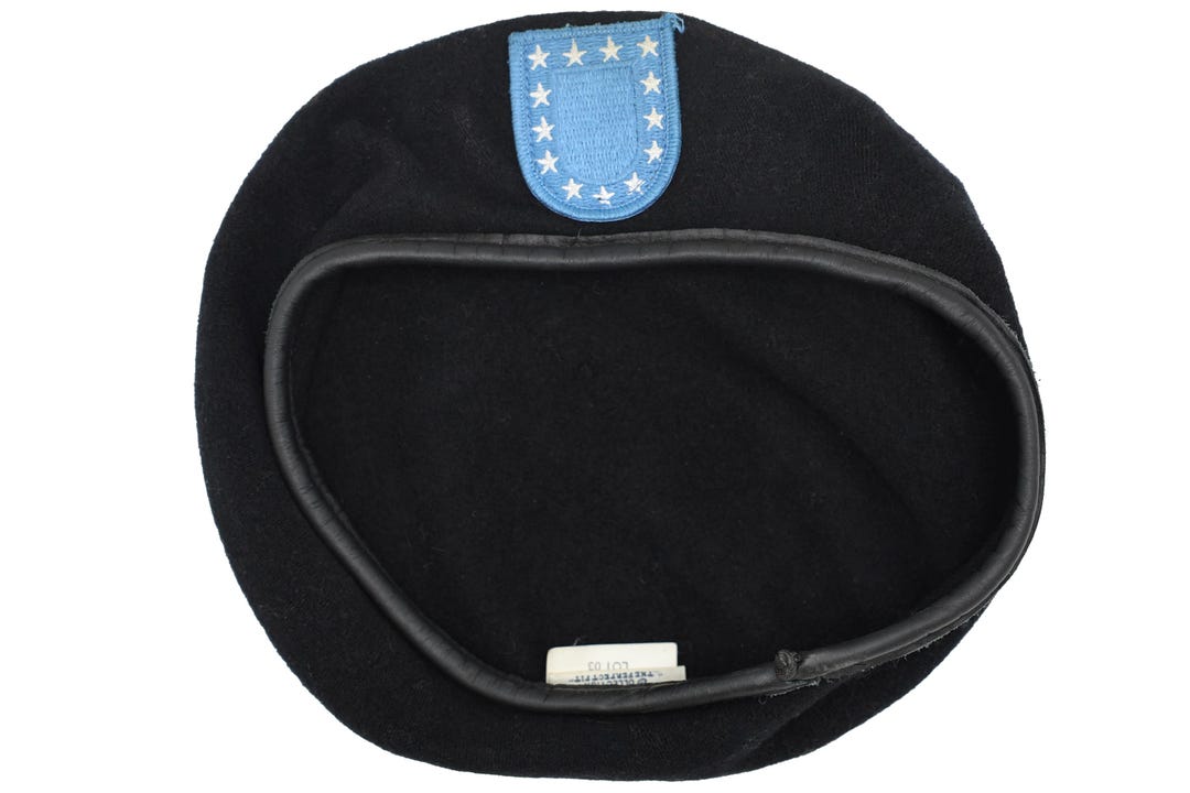 Authentic U.S Army Black Service Uniform Beret ASU With Blue Flsah ...