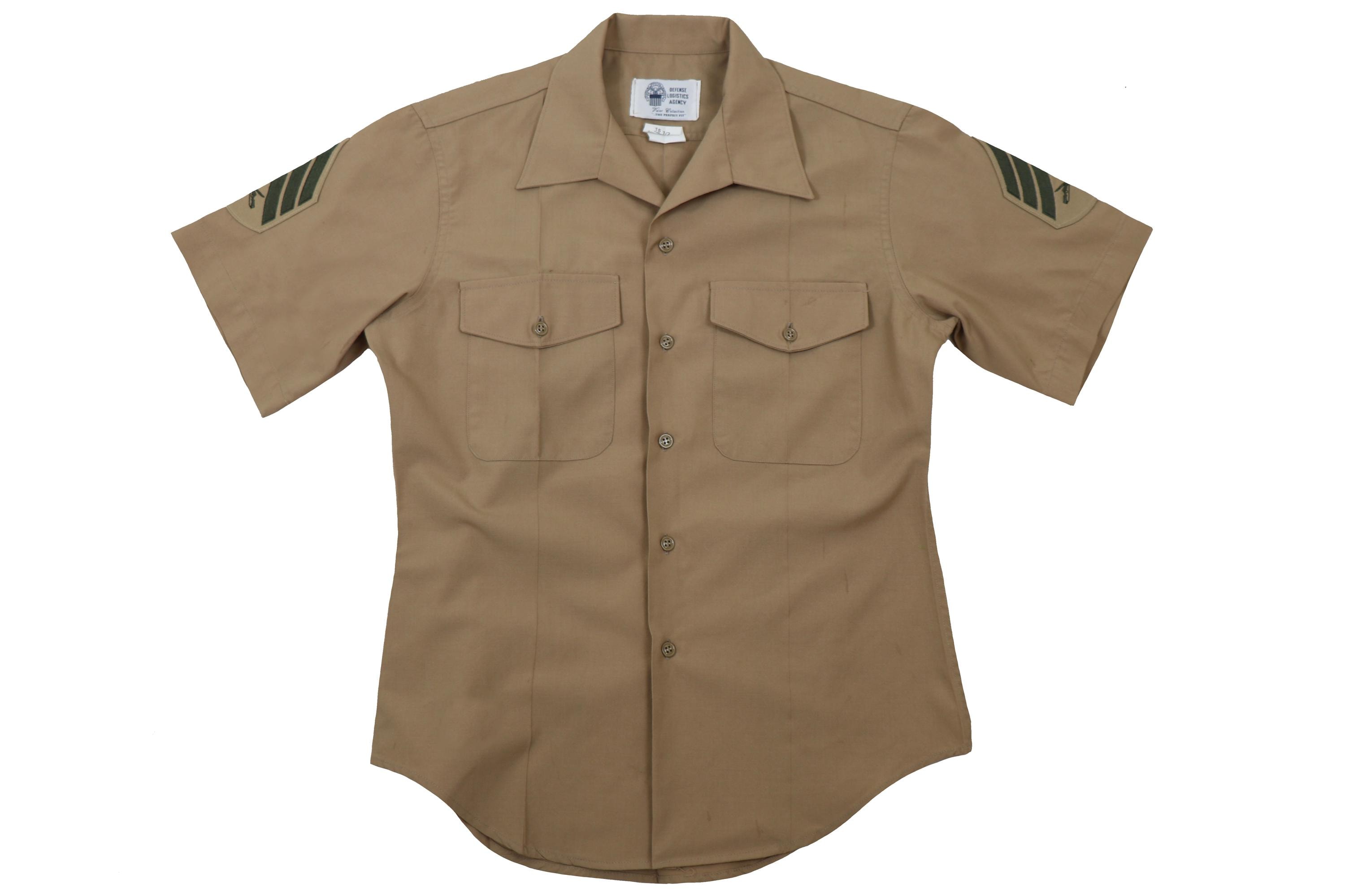 Authentic US USMC Service Uniform Khaki Dress Short Sleeve Shirt Marine ...