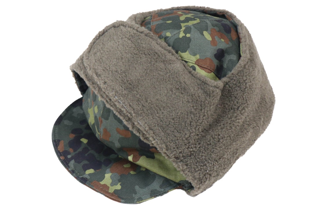 Authentic German Army Flecktarn Winter Hat Bundeswehr Camo Military ...
