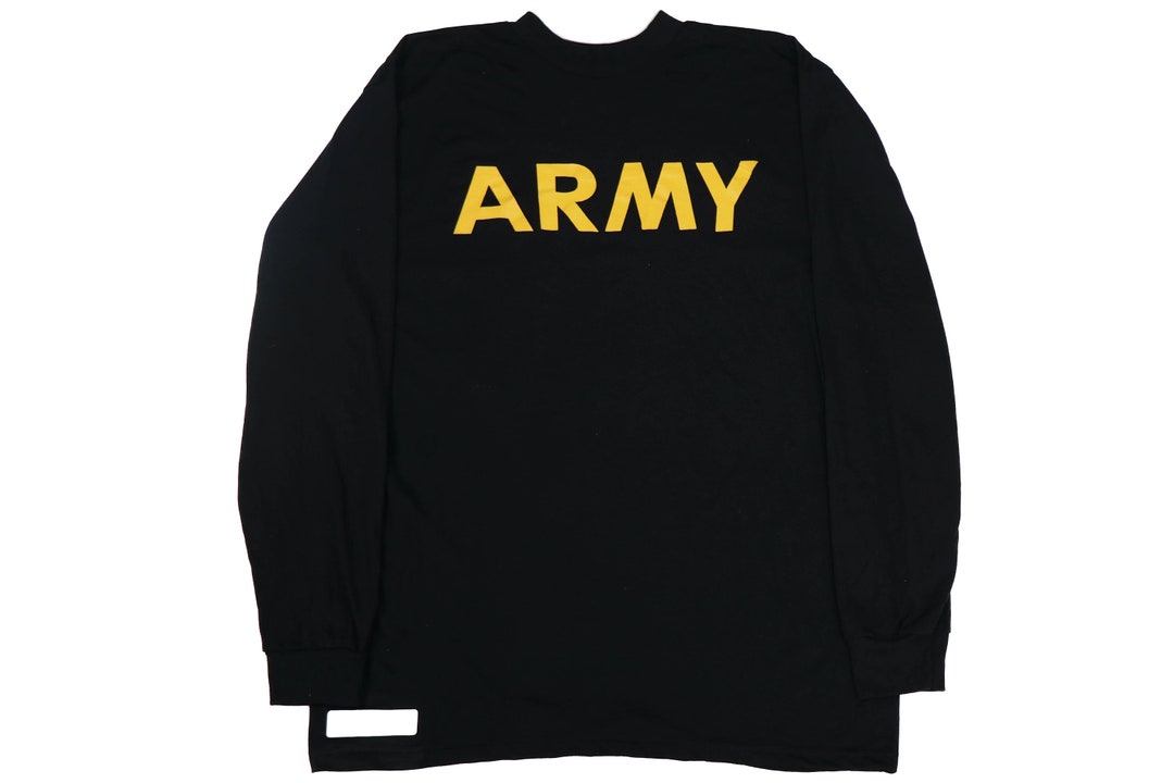 US Military Men's APFU Long Sleeve Shirt Army Black and Gold PT Fitness ...