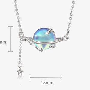 Aurora Moonstone Planet Necklace, 925 Sterling Silver Pendant, Moonstone Necklace, Special Gift ...