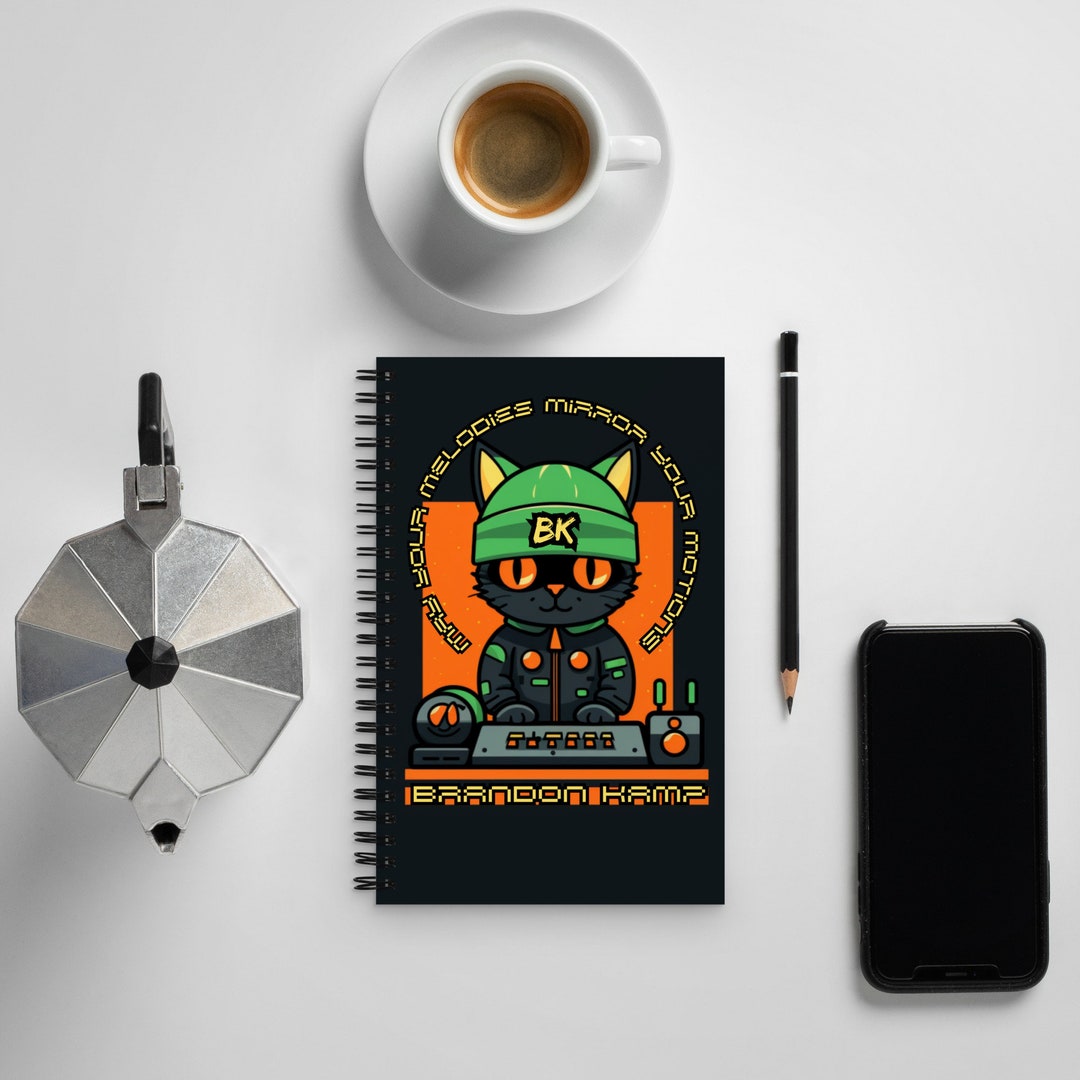 Official Brandon Kemp Cosmic Heartbeat Cat DJ Mascot Notebook - Etsy