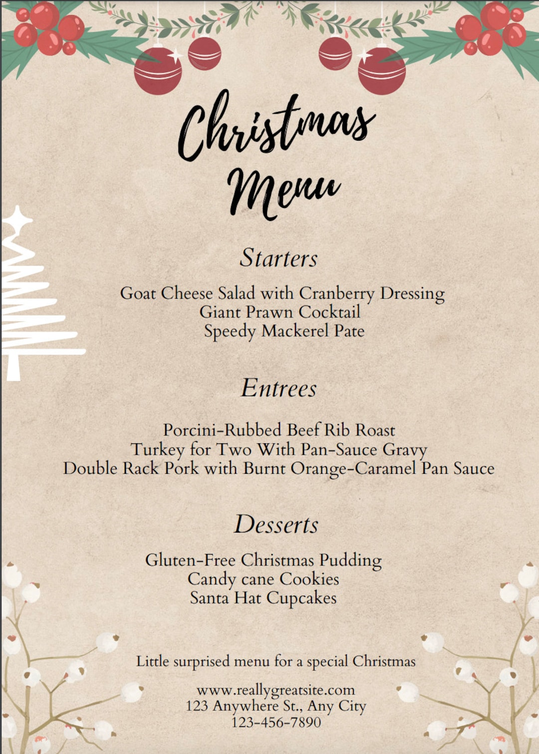 Editable Christmas Menu - Etsy