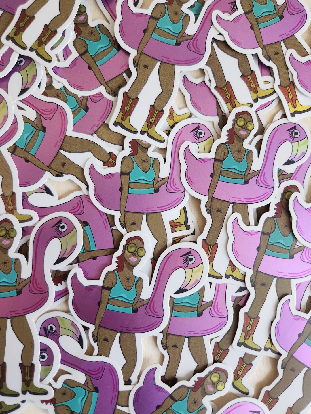 Poolside Chillin Sticker Holographic Waterproof Flamingo Sticker Groovy ...