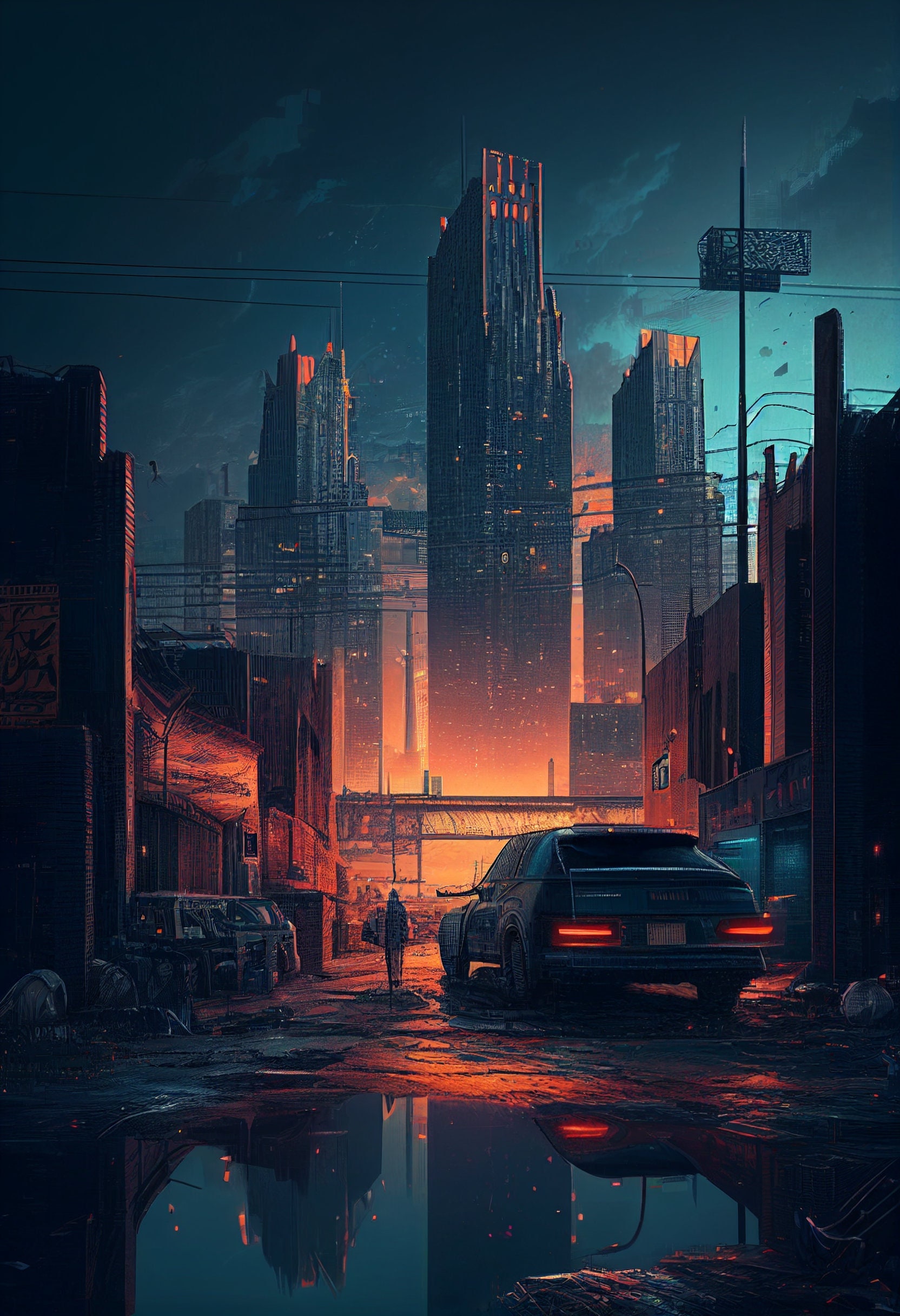 Urban Dystopia: Detroit Cyberpunk Skyline Poster - Etsy