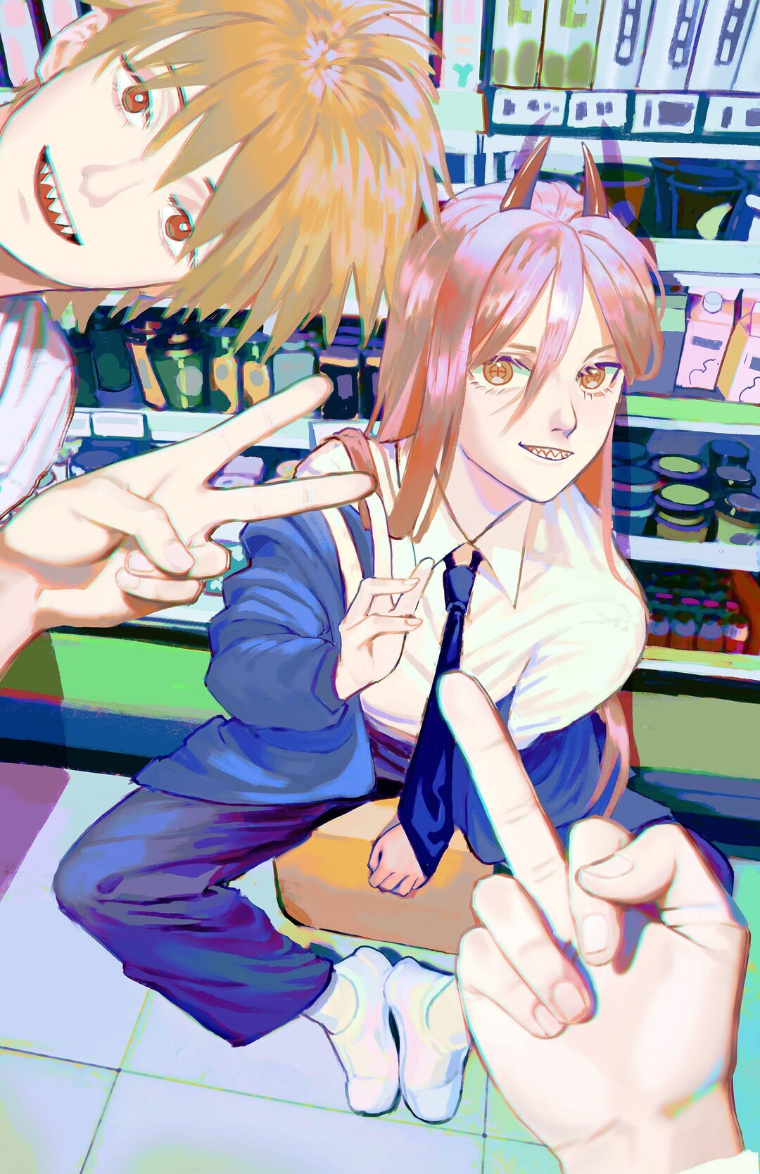 FREE SHIPPING | Power and Denji Poster | Chainsaw Man | Fanart - Etsy