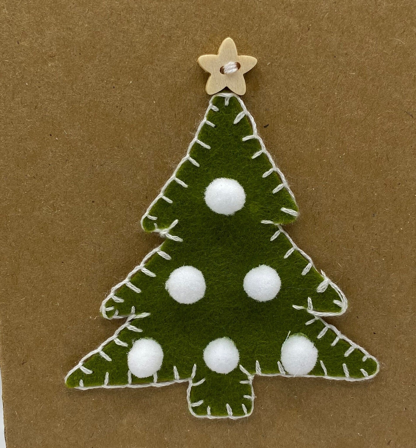 Merry Christmas Personalised Hand Stitched Tree With Pom Poms - Etsy