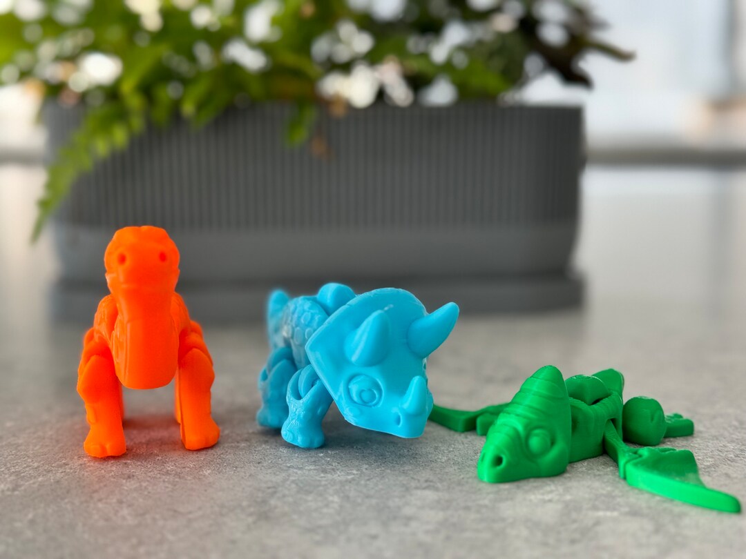 Flexible Dinosaur Toy Set Miniature Articulated Fidget 3D Print Toy ...