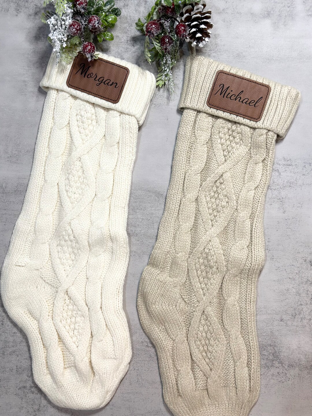Large Personalized Cable Knit Stockings Christmas Stockings Baby ...
