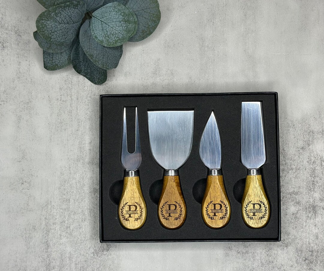 Personalized 4 or 6 Piece Cheese Knives Set With Wood Handle - Etsy