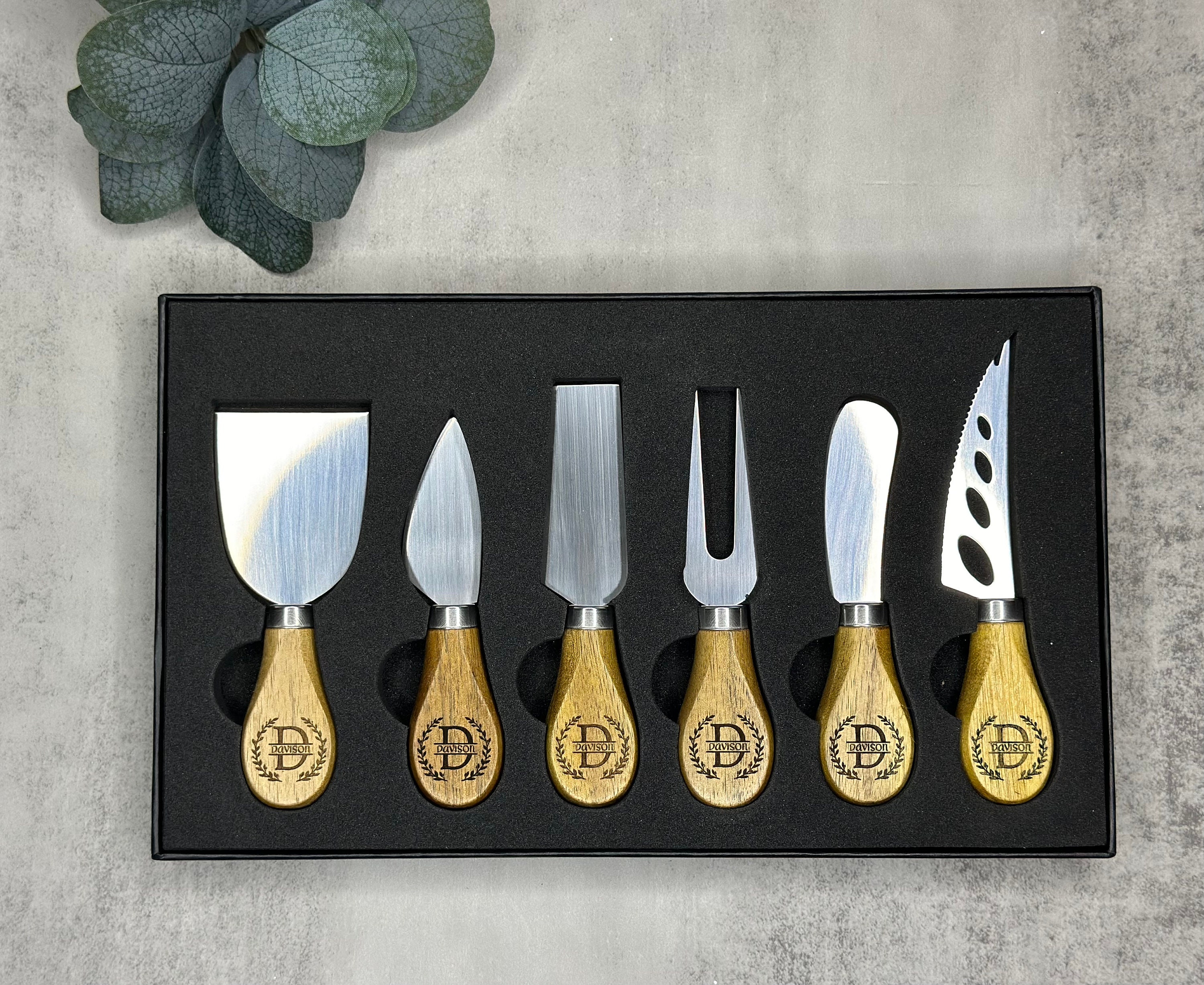 Personalized 4 or 6 Piece Cheese Knives Set With Wood Handle - Etsy