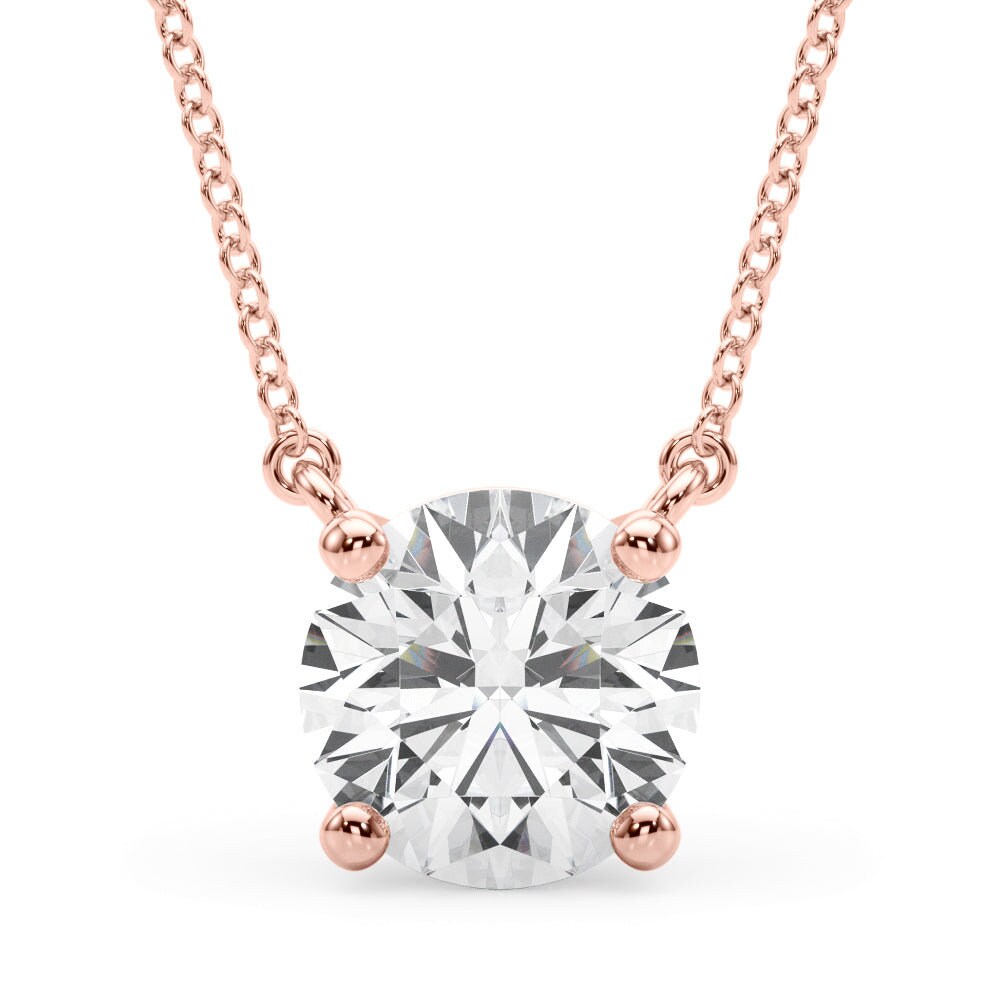 1.00 Ct Diamond Necklace, 14K Gold Lab Grown Diamond Solitaire Pendant ...