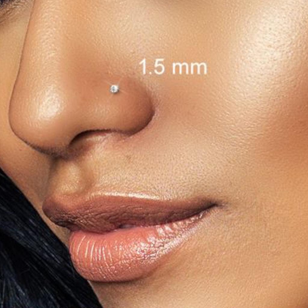 Diamond Nose Stud, 14K, .02 Carat, 1.5mm, Genuine Diamond Nose Stud ...