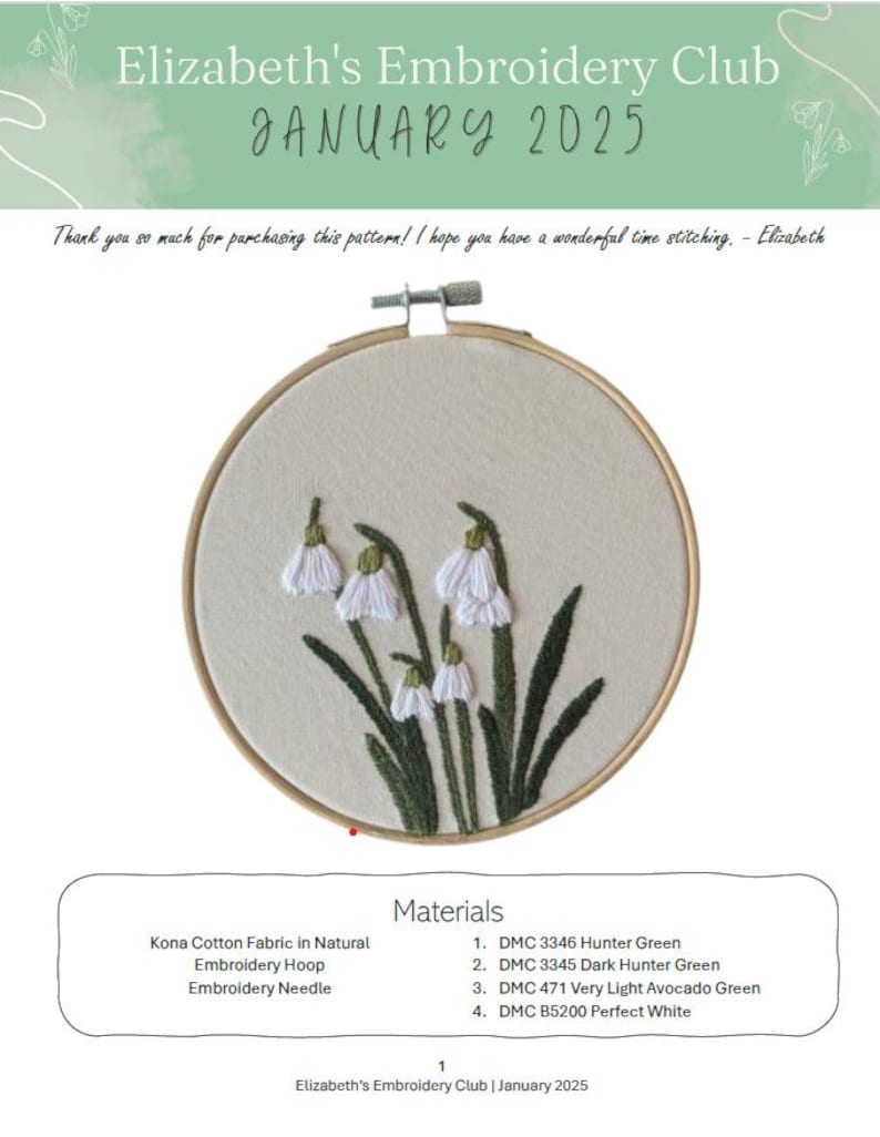 PATTERN: Beginner Embroidery Snowdrop - Etsy
