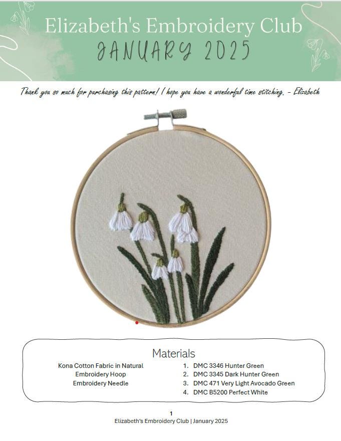 PATTERN: Beginner Embroidery Snowdrop - Etsy
