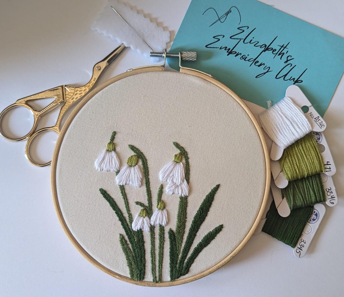 KIT: Beginner Embroidery - Snowdrop - Etsy UK