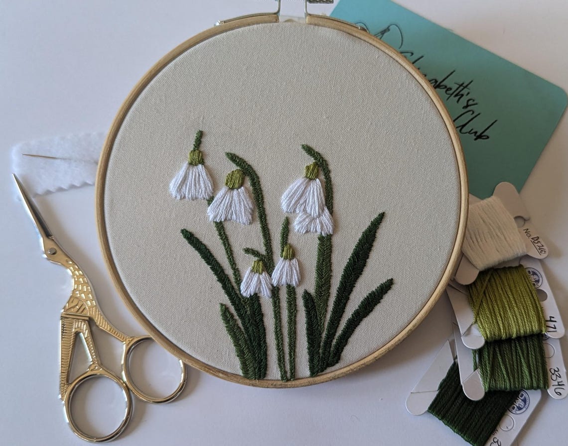 KIT: Beginner Embroidery - Snowdrop - Etsy UK