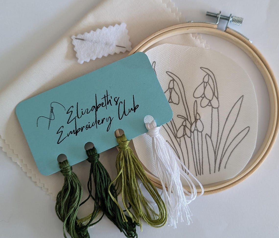 KIT: Beginner Embroidery - Snowdrop - Etsy