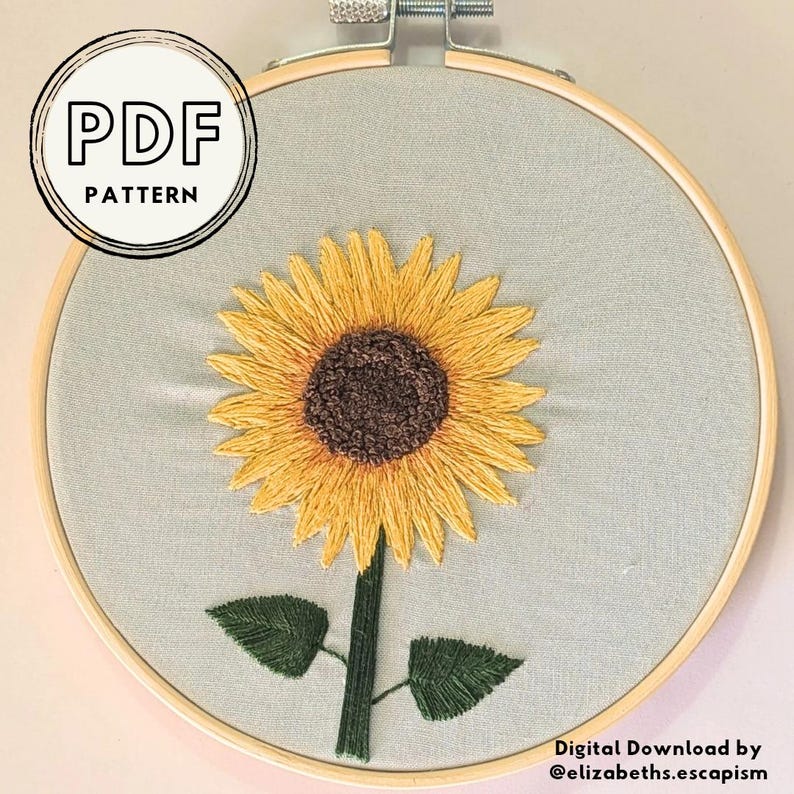 PATTERN: Beginner Embroidery Sunflower - Etsy