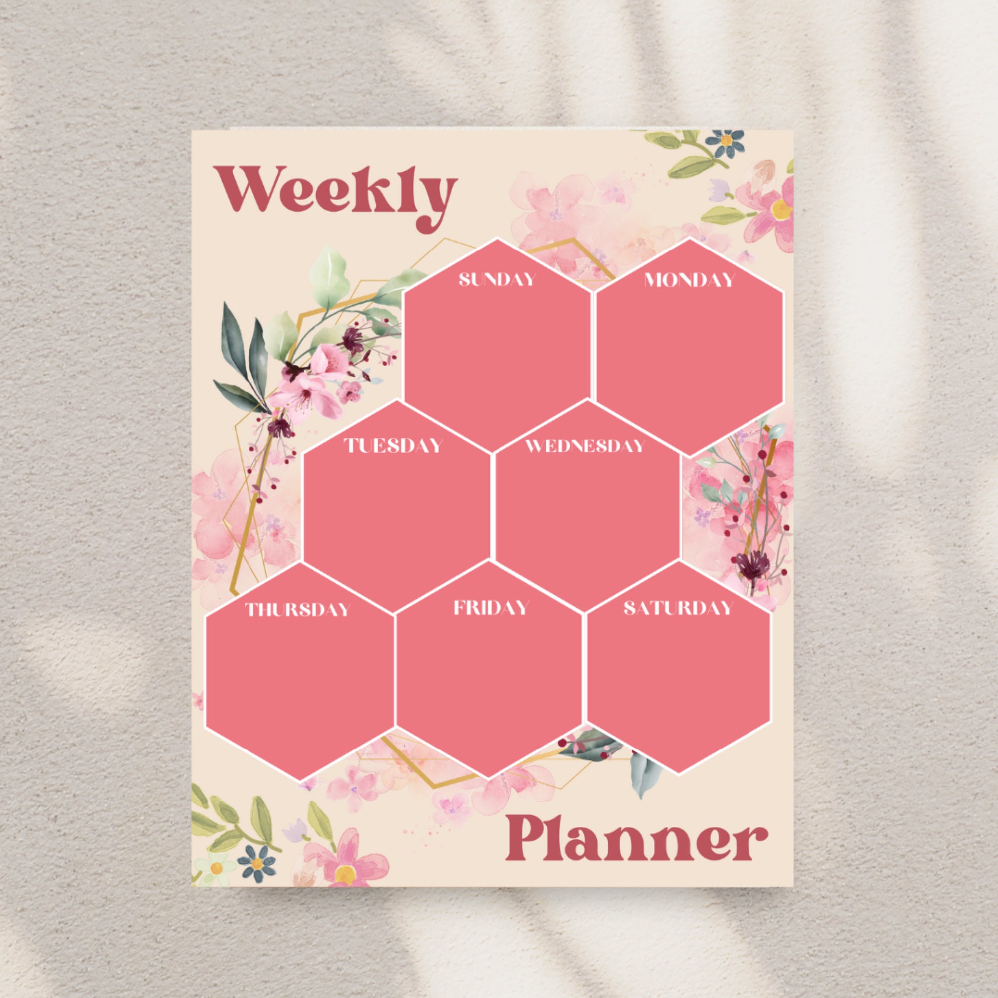 Weekly Planner Page Hexagon Theme Printable Planner - Etsy