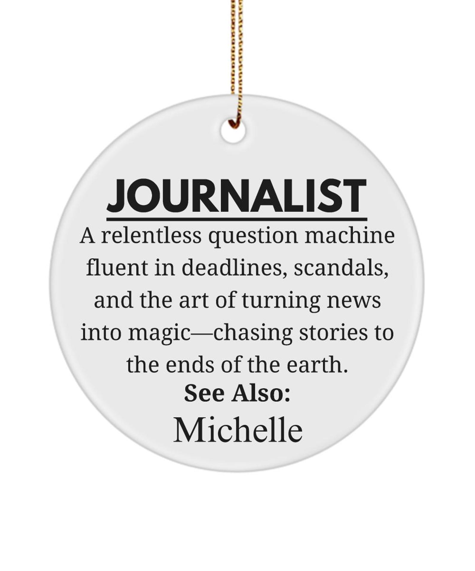 Journalist Gift, Personalized Ornament, Reporter Ornament, Newsroom ...
