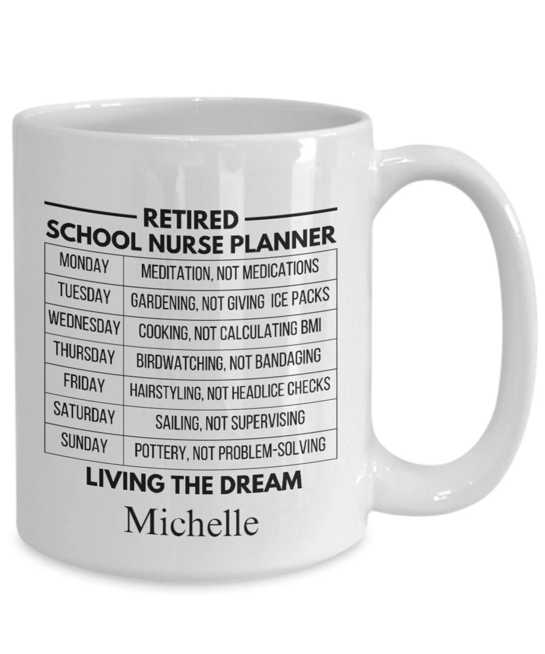 Retired Nurse Gift, Custom School Nurse Mug, Funny Nurse Mug, Weekly ...