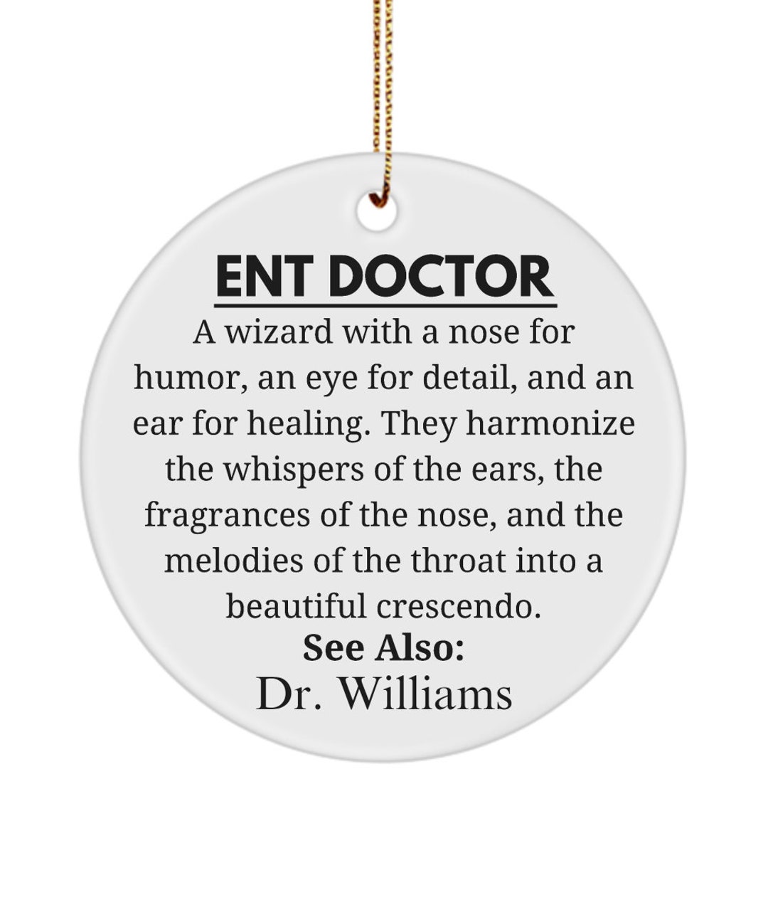 Ent Doctor Gift, Personalized Ornament, Otolaryngologist Gift, Ear Nose ...