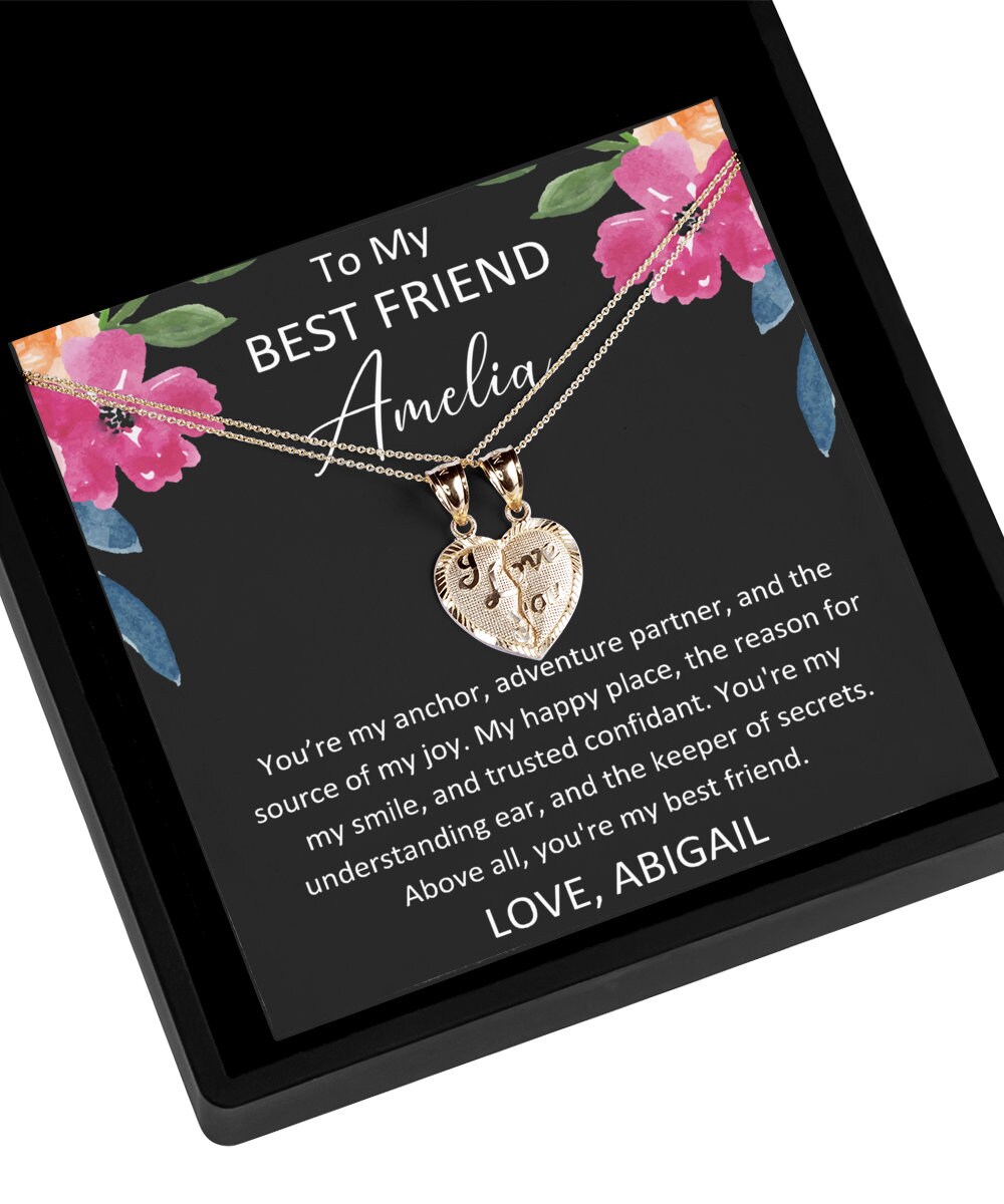 Bff Heart Necklace for Two, Best Friend Split Heart Necklace, Set of ...