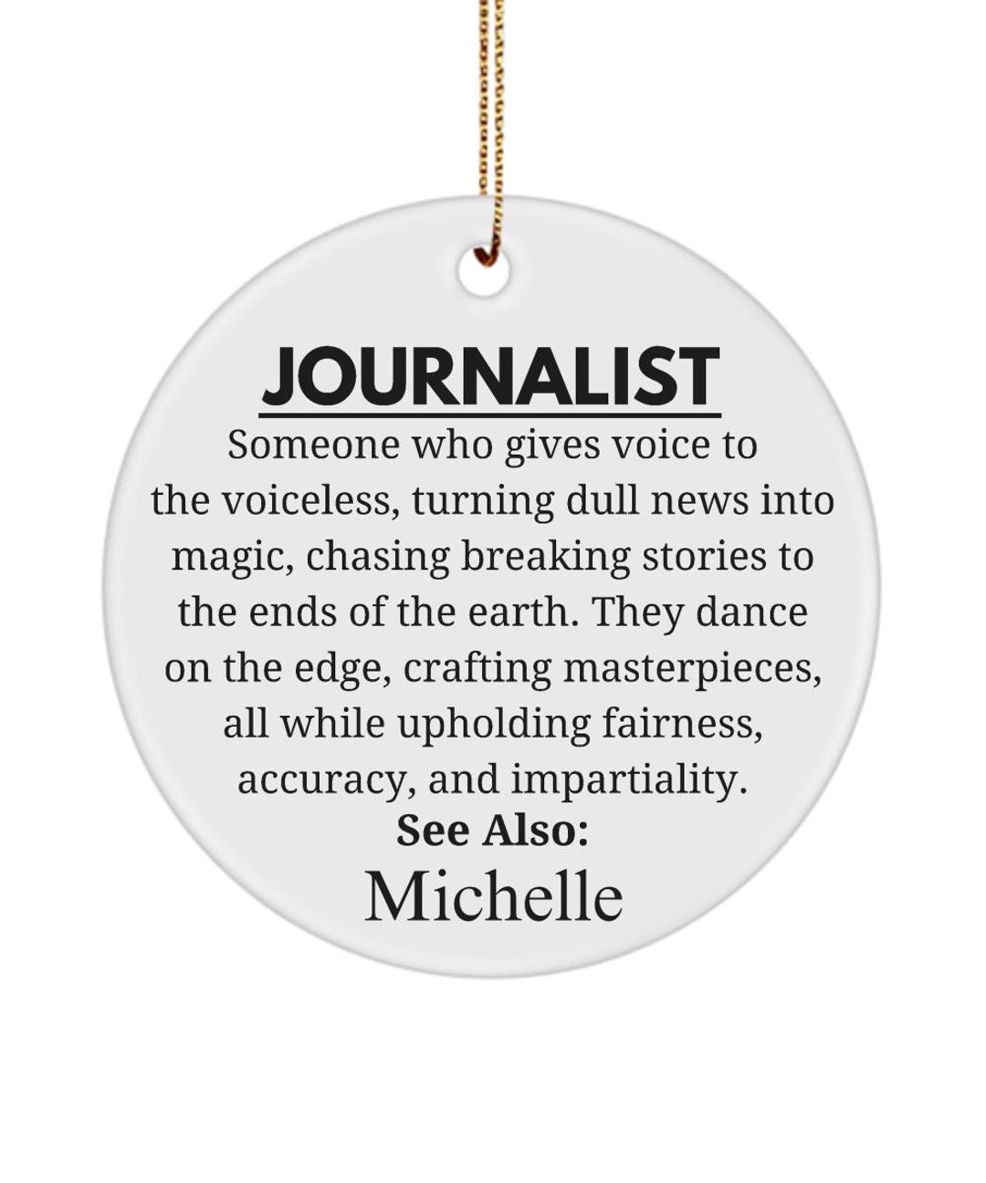 Journalist Gift, Personalized Ornament, Reporter Ornament, Newsroom ...